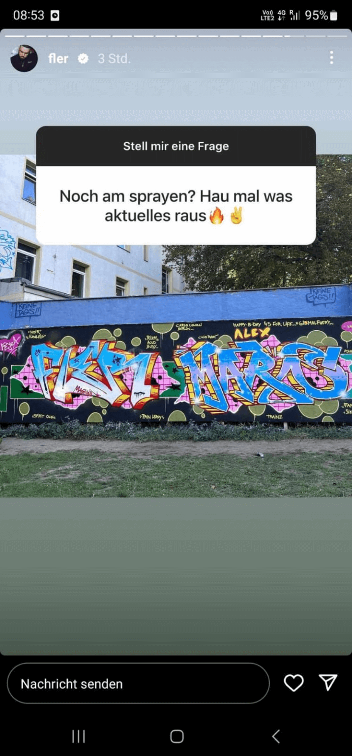Noch als Sprüher aktiv - Fler zeigt sein aktuellstes Kunstwerk ...